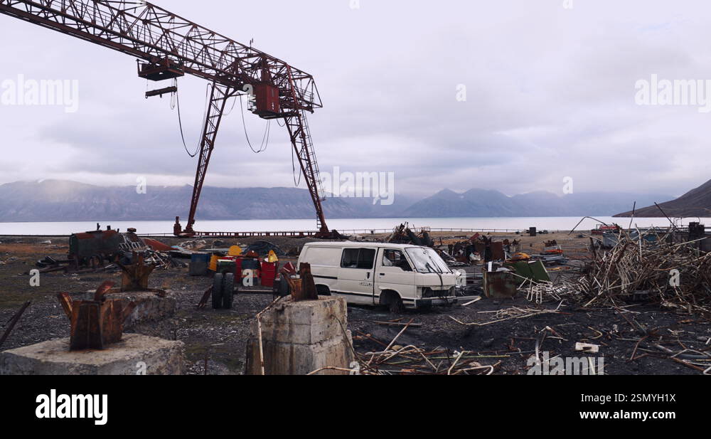 The Ghostly Soviet Pyramiden City, Svalbard In Summer Stock Video ...