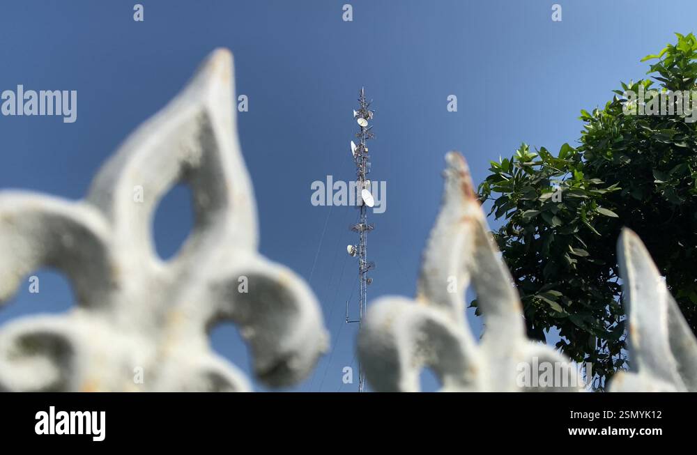 Cell Tower Installation. 5G online internet generation. Health Hazards ...
