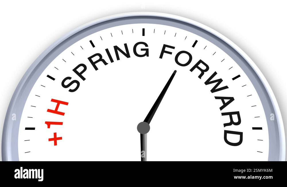 +1H Spring Forward Word or Text on Clock Moving Fast for Time Concept ...