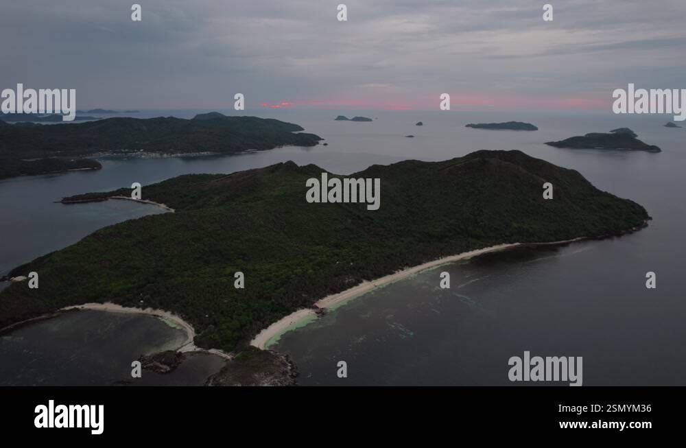 An aerial view of a coastal area in the Philippines during sunset Stock ...