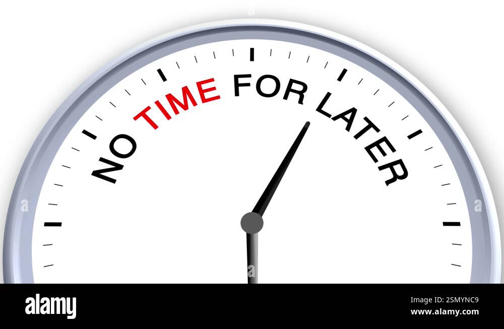 No Time for Later Word or Text on Clock Moving Fast for Time Concept ...