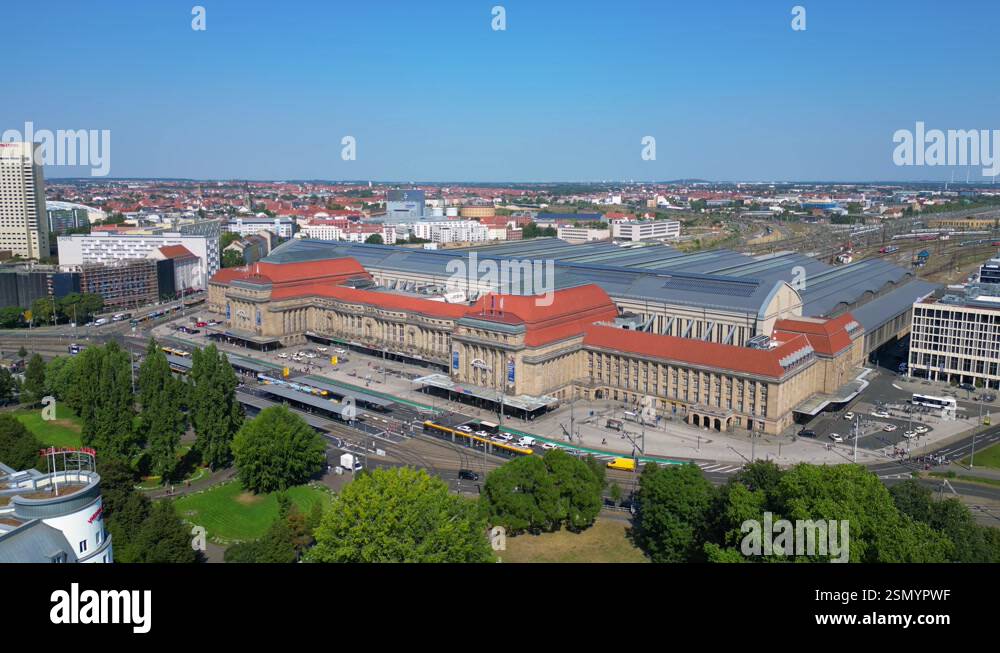 europe largest terminus central station in Leipzig showing trams and ...