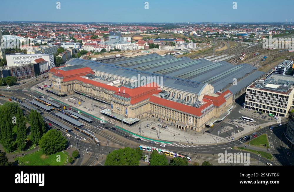 europe largest terminus central station in Leipzig showing trams and ...