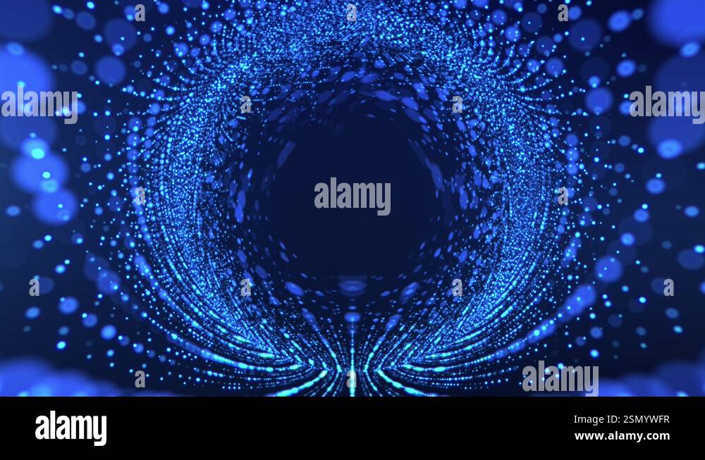 Abstract digital particle tunnel. Bright futuristic surfaces of luminous Stock Video Footage - Alamy