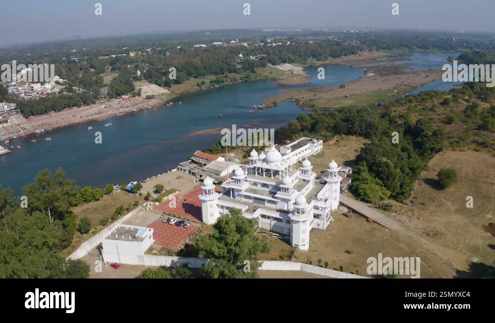 India Madhya Pradesh Jabalpur Gwarighat Gurudwara Aerial Stock Video ...