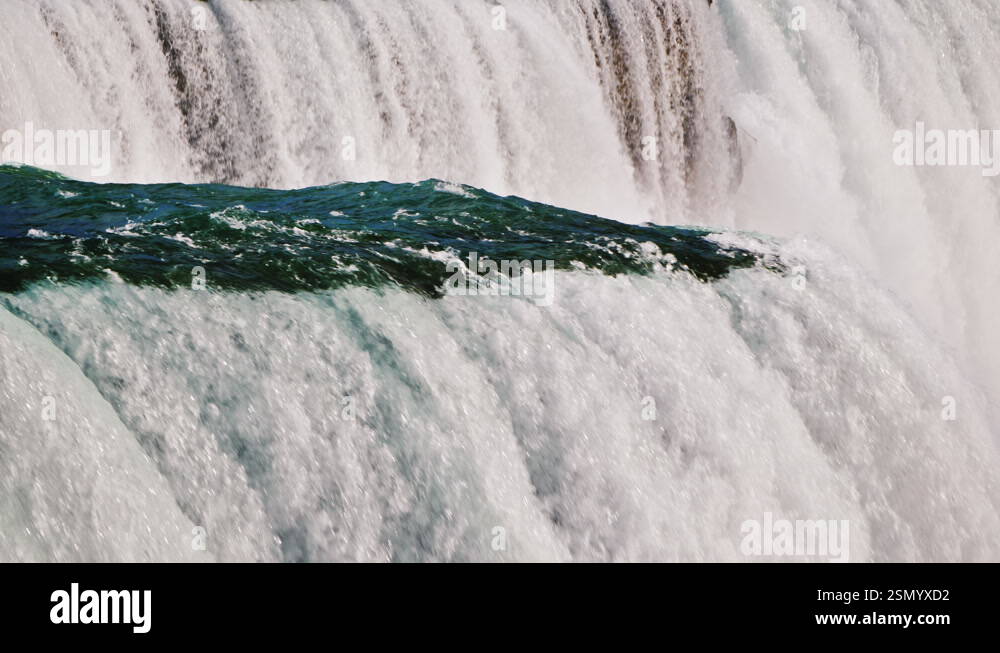 Part of Niagara Falls on the background of a solid wall of water ...