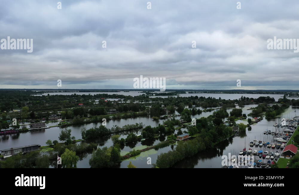Marina Over Scenic Floating Village Of Scheendijk In Utrecht Province ...
