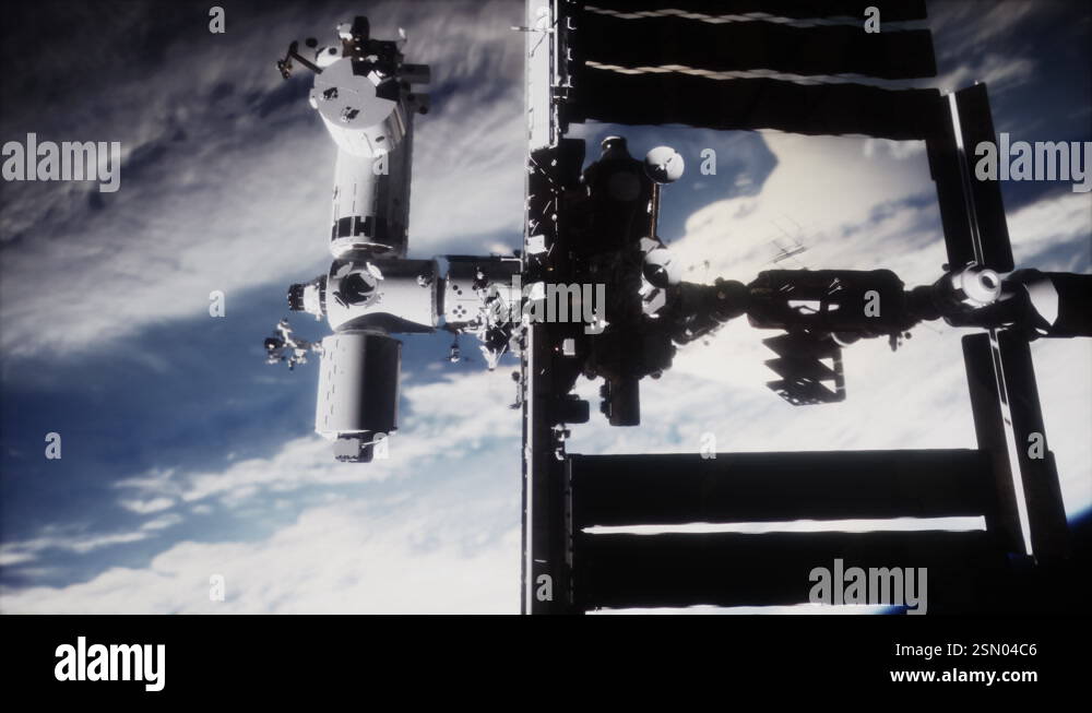 International space station on orbit of Earth planet view from outer ...