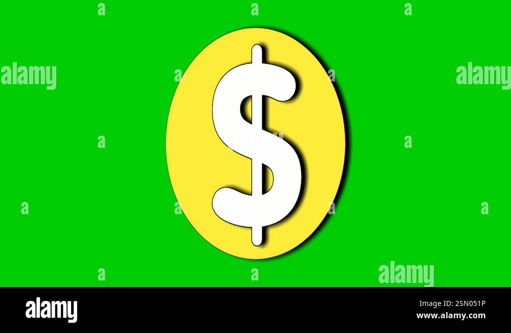 cartoon dollar money sign symbol animation on green screen.4K for ...