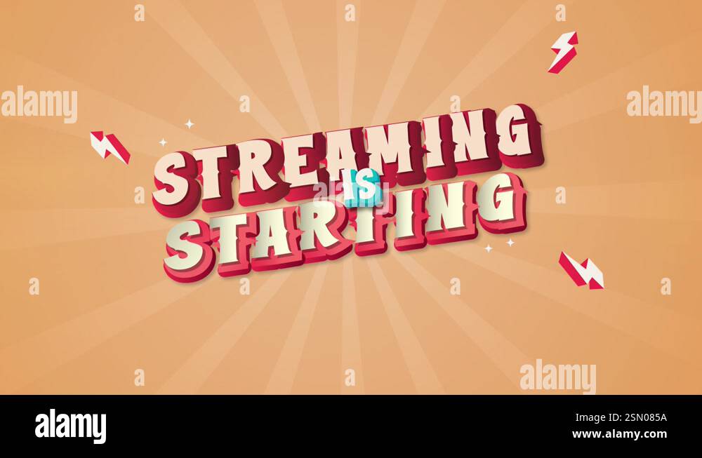 Stream is starting soon with retro 3D text animation with an orange ...