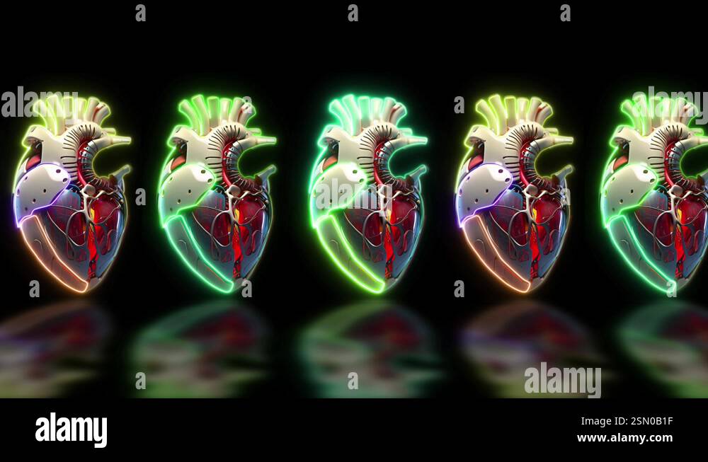 3d Heart Beat Animation With Neon Effects. Heart Beat Pulse Animation Ecg,ekg Stock Video ...