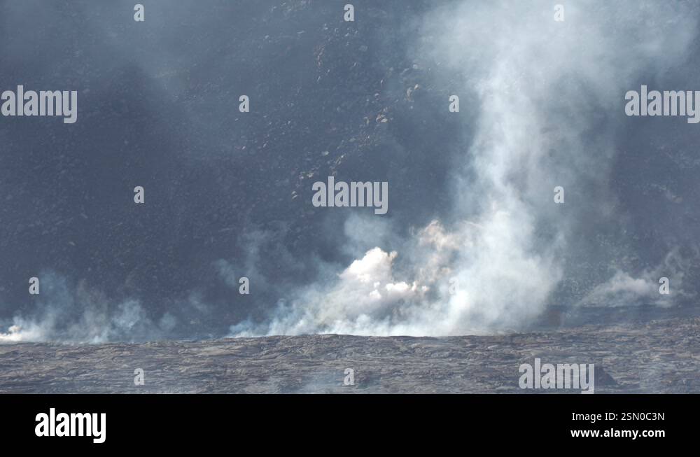Steam rising from the crater of Kīlauea volcano after an eruption ...