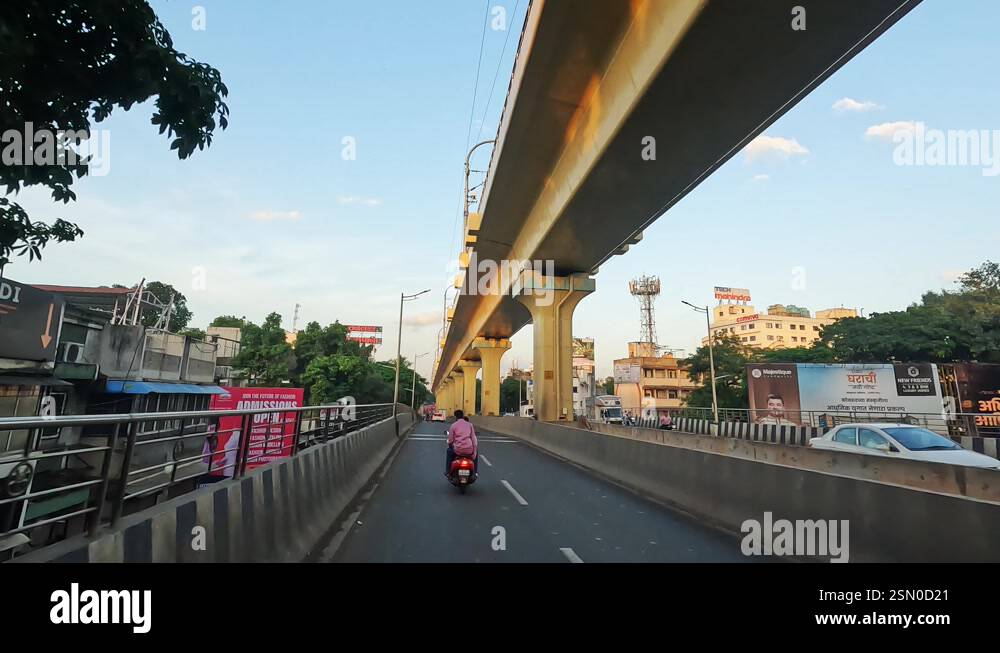 Traffic of Motorcycles and Cars in Karve Road. Pune City, India Stock ...
