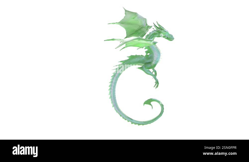 3d green dragon with curve tail able to rotate end Stock Video Footage ...