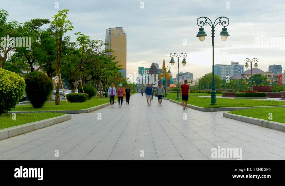Phnom Penh, Cambodia - 09/11/2024: Phnom Penh Cambodia park time-lapse ...