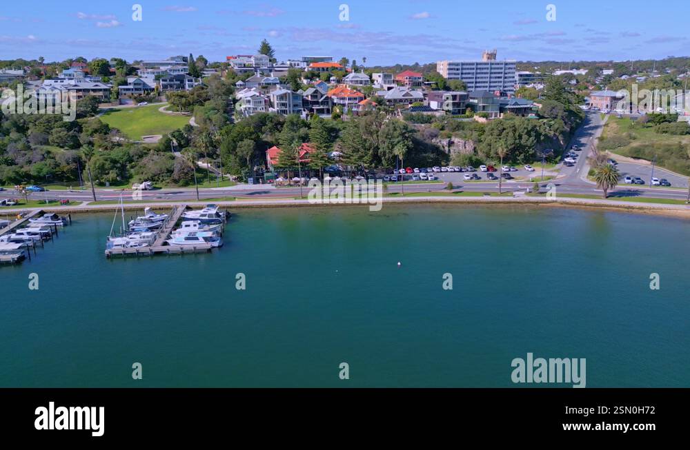Private boats docked at marina on Swan River in Fremantle, Perth ...