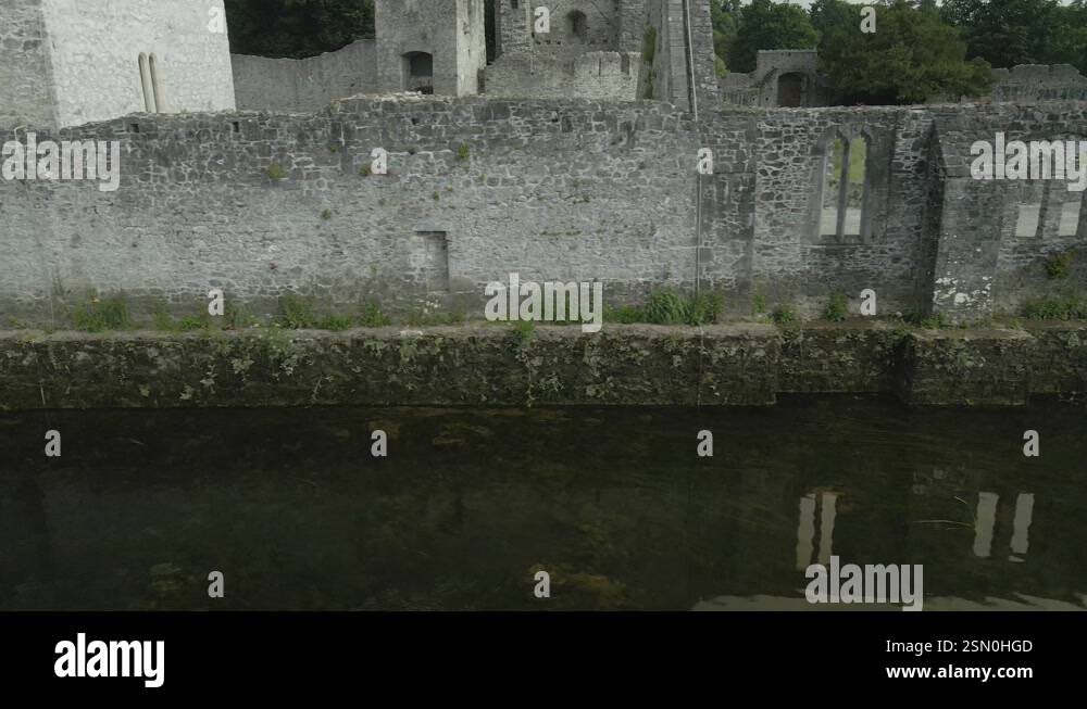 Historic Adare Castle ruins by the river Maigue in County Limerick ...