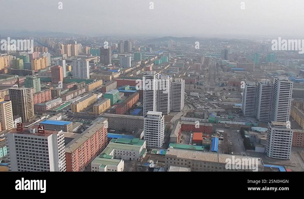 The Pyongyang Skyline from the Juche Tower - North Korea Stock Video ...