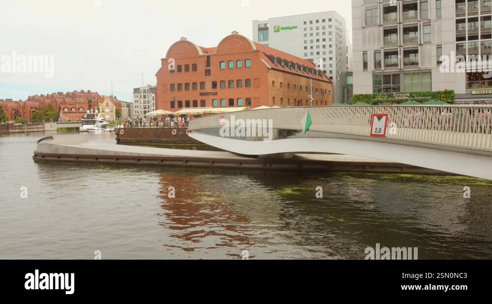 Gdansk, Poland - 09/07/2024: Rotating Swing Bridge Over River Motlawa ...
