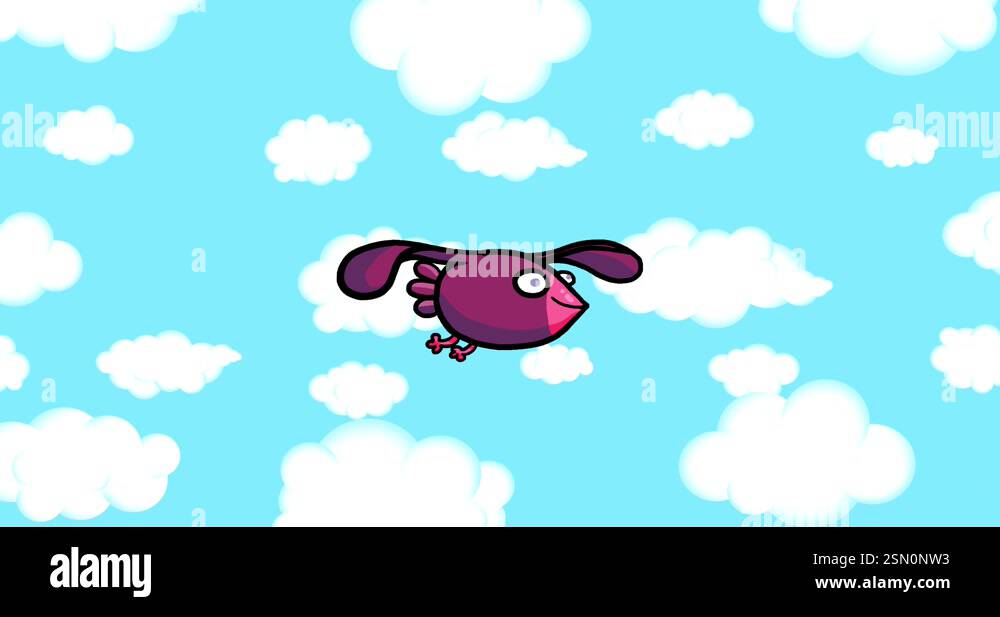 Flying purple chicken loop on sky background Stock Video Footage - Alamy