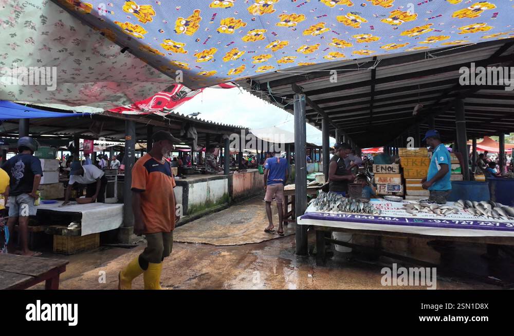 Negombo, Sri Lanka - 08/24/2024: Locals walking in negombo fish market ...