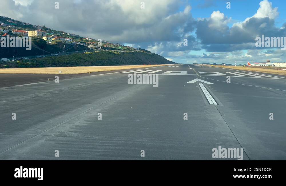 Real time initial take-off roll seen from the cockpit of a jet airplane ...