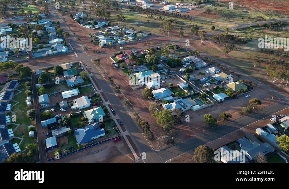 Australian outback rural town community surrounded by farming fields ...
