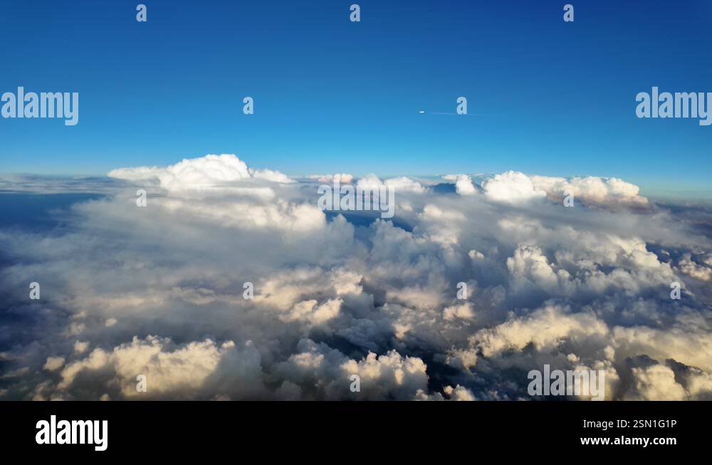 Airplane air crossing as seen by the pilots of one of them while flying ...