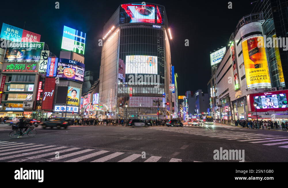 Night Timelapse View of the Famous Shibuya Crossing in Central Tokyo, Japan Stock Video Footage ...