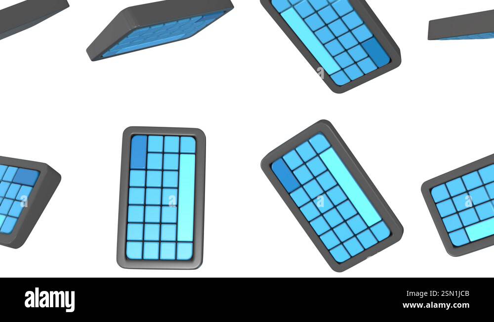 3D Black Keyboards Falling on a White Background. Cartoon Style ...