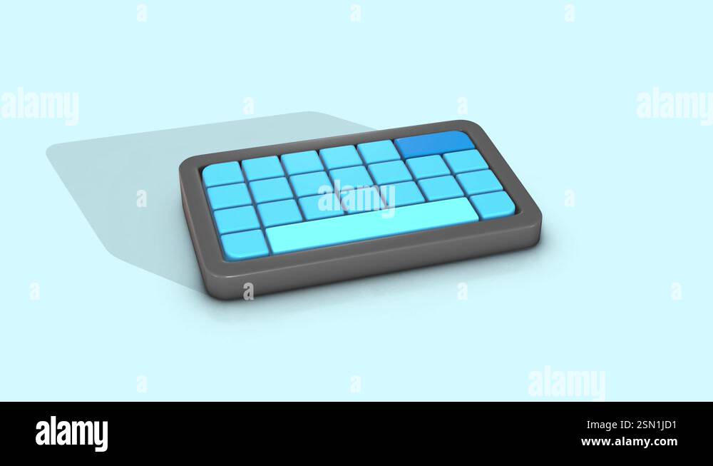 3D Computer Keyboard on a Light Blue Background. Cartoon Style Keyboard ...