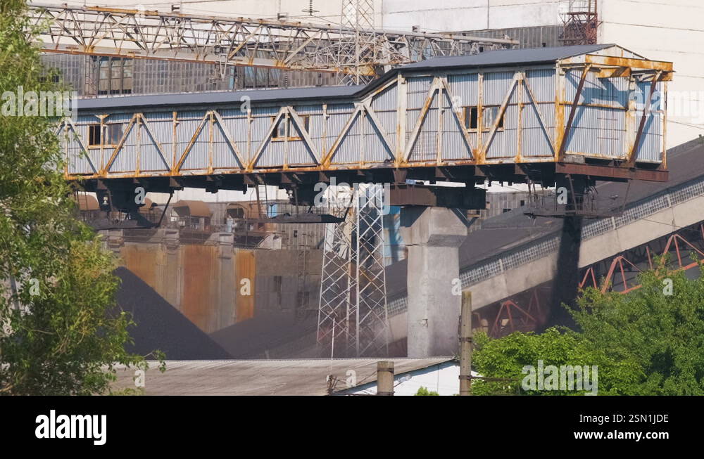 Coal stack at thermal power plant. Coal used as fossil fuel for ...