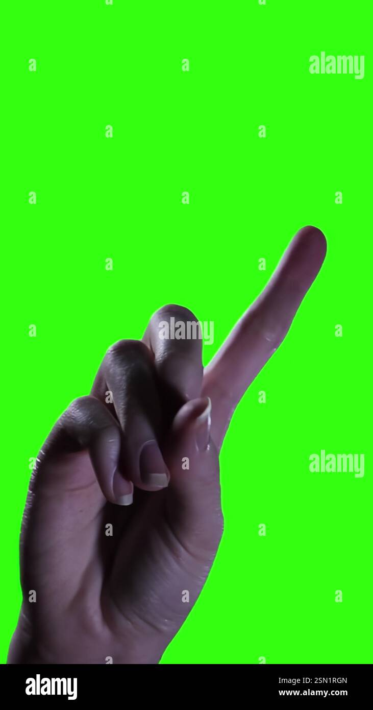 Female Gesture of 'No' with Finger on Green Chroma Key Background ...