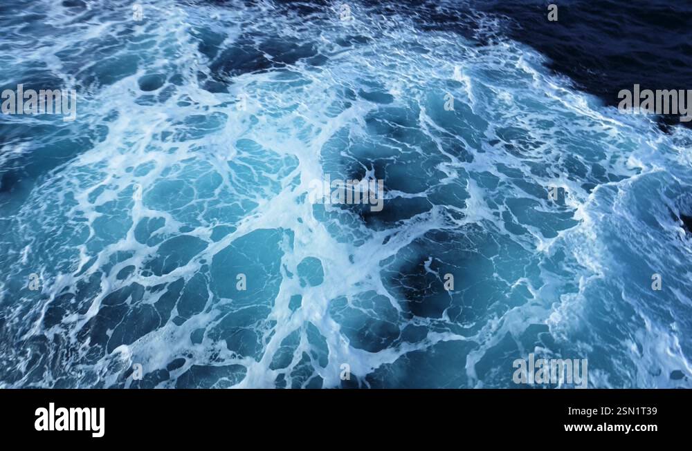 Choppy Ocean Seen from Ship with Rough Waves in Open Sea, Blue Water ...