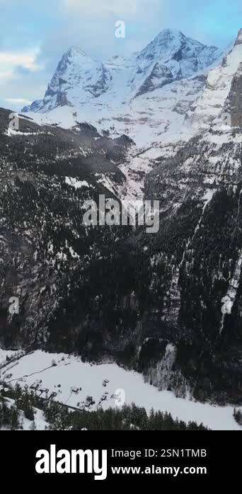 Eiger and Monch Mountains in Winter. Swiss Alps. Switzerland. Aerial ...