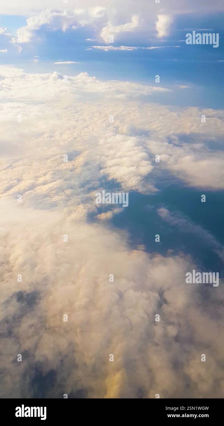Vertical View, Flying Above Clouds in Thin Air With Blue Sky, Airplane ...