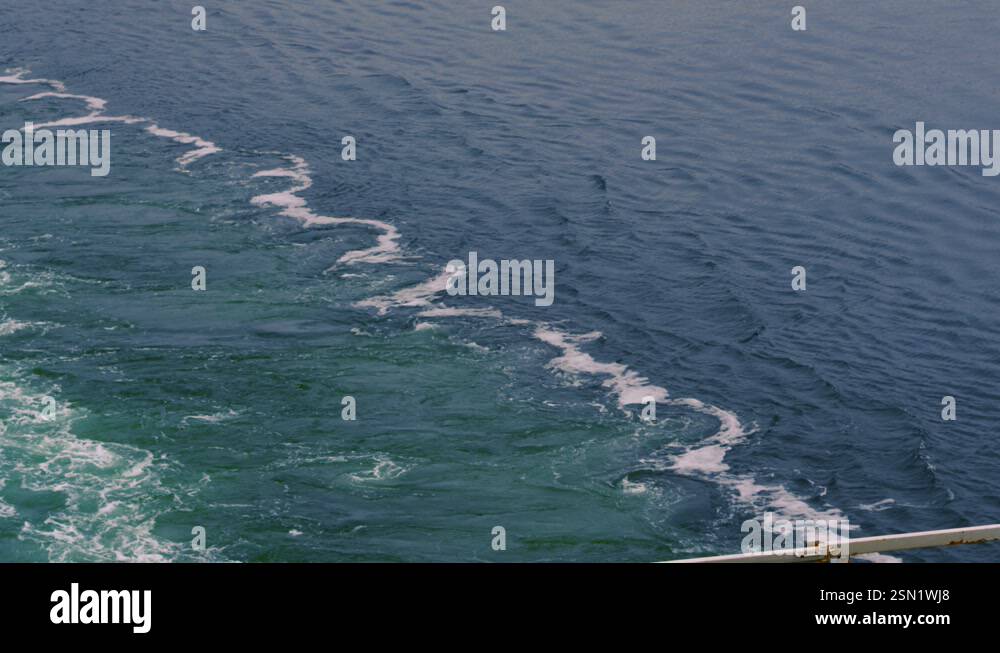 Ferry Ship Wake from Propellers on Calm Ocean Sea in Slow Motion 4K ...