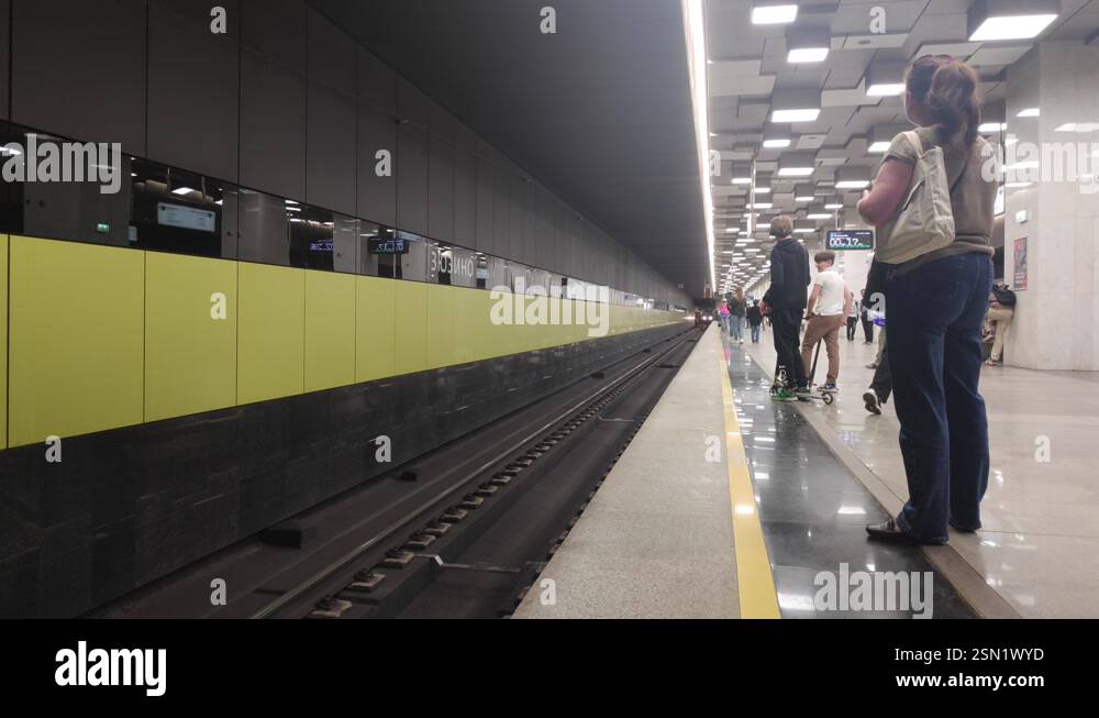 Moscow, Russia. Famous Moscow metro train - model 81-717.6. Train ...