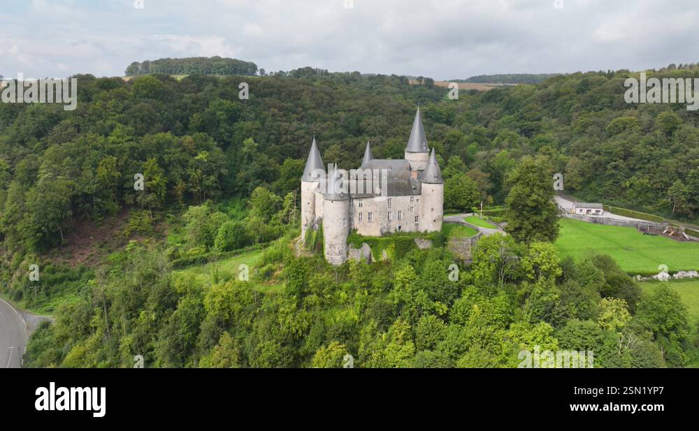 The Chateau de Veves castle, Houyet in the Belgian province of Namur ...