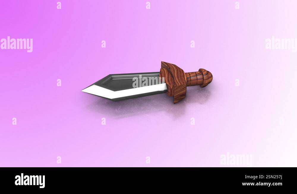 3D Metal Sword on a Reflective Floor Zooming Towards the Camera. Sword ...