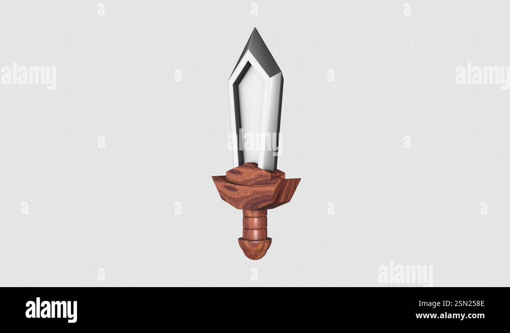 3D Gaming Sword Rotating on a Transparent Background. Seamless Loop. 4K ...