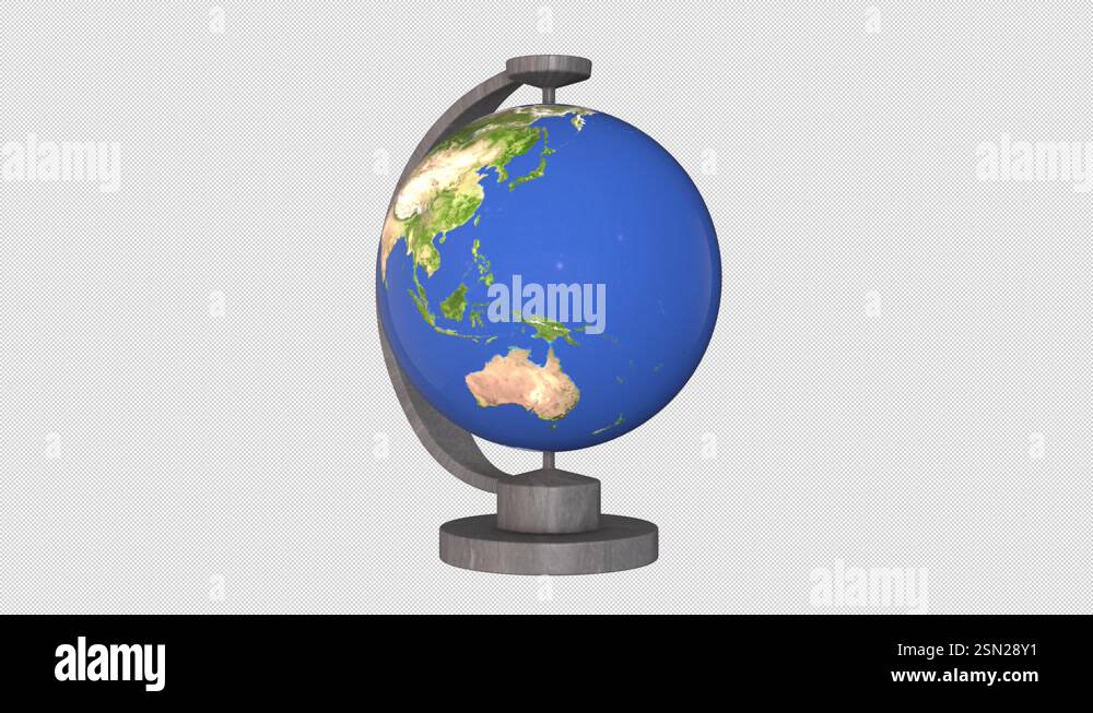 3D Globe Rotating on a Transparent Background. Seamless Loop. Earth Map ...