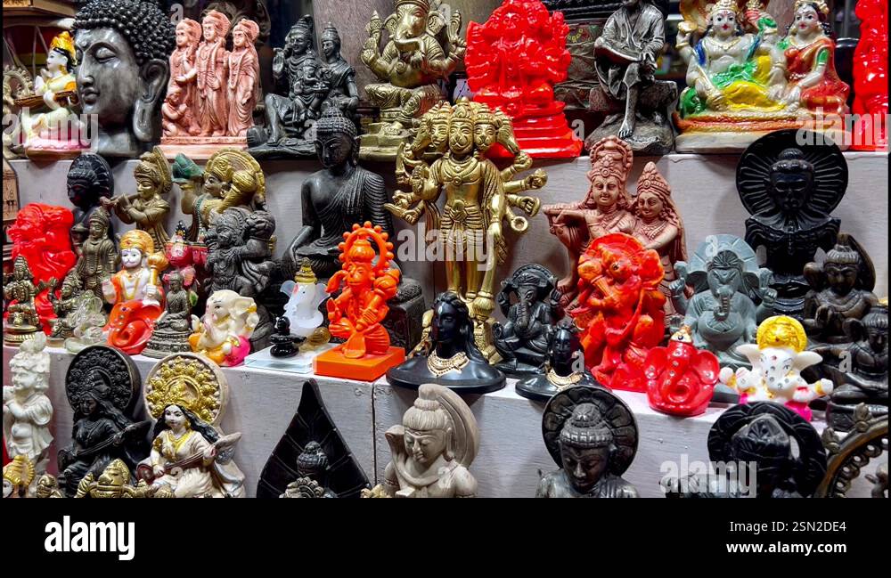Beautiful handcrafted Hindu God's statues for sale in a Varanasi market ...