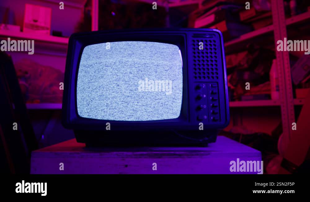 Retro TV, vintage television In a nostalgic setup, a retro TV displays ...