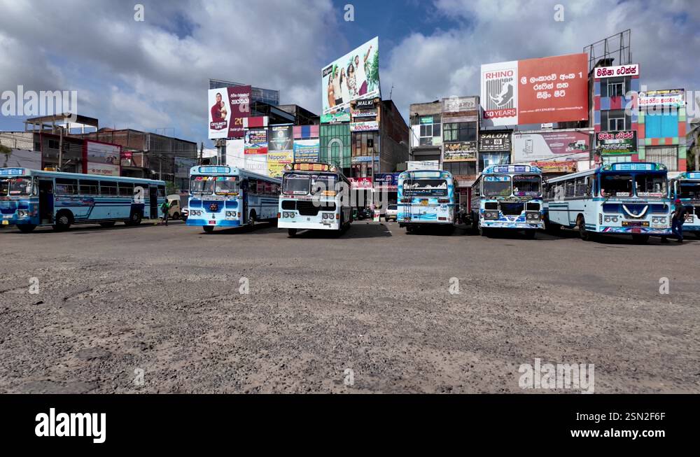 Anuradhapura, Sri Lanka - 08/25/2024: Local buses are parked at the ...
