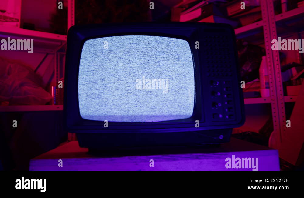 Retro TV, vintage television In a nostalgic setup, a retro TV displays ...