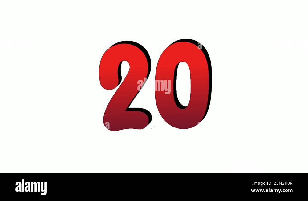 Number 10 twenty symbol sign animation motion graphics icon on white ...