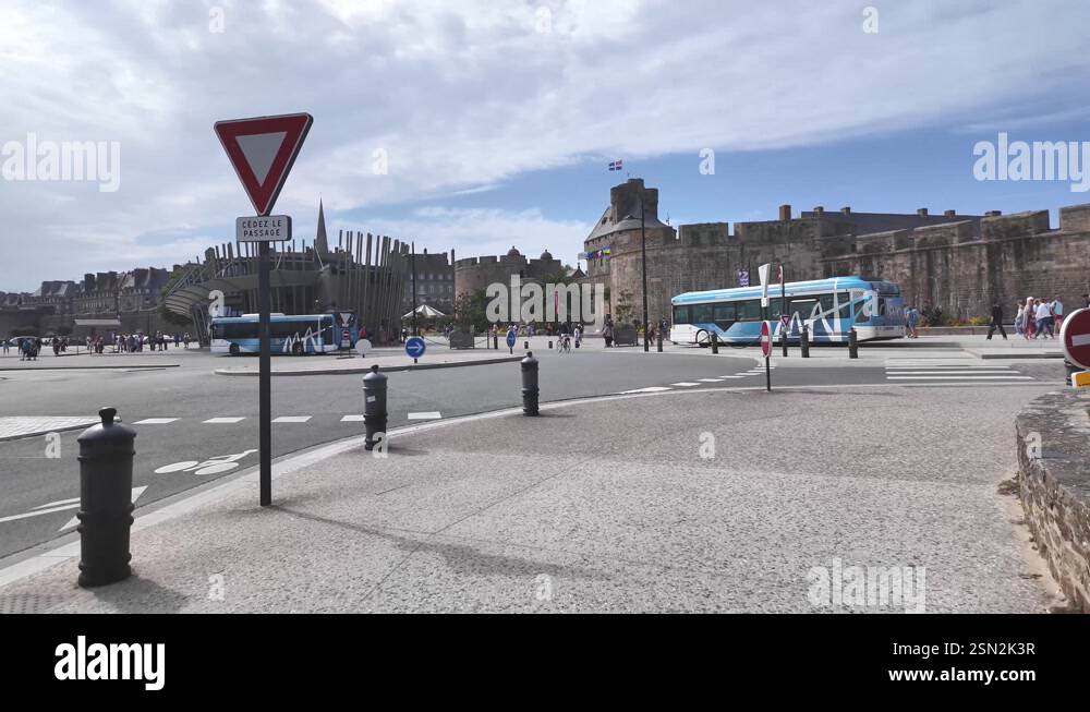 Saint Malo, France - 09/09/2024: Walking on the street of Saint Malo ...