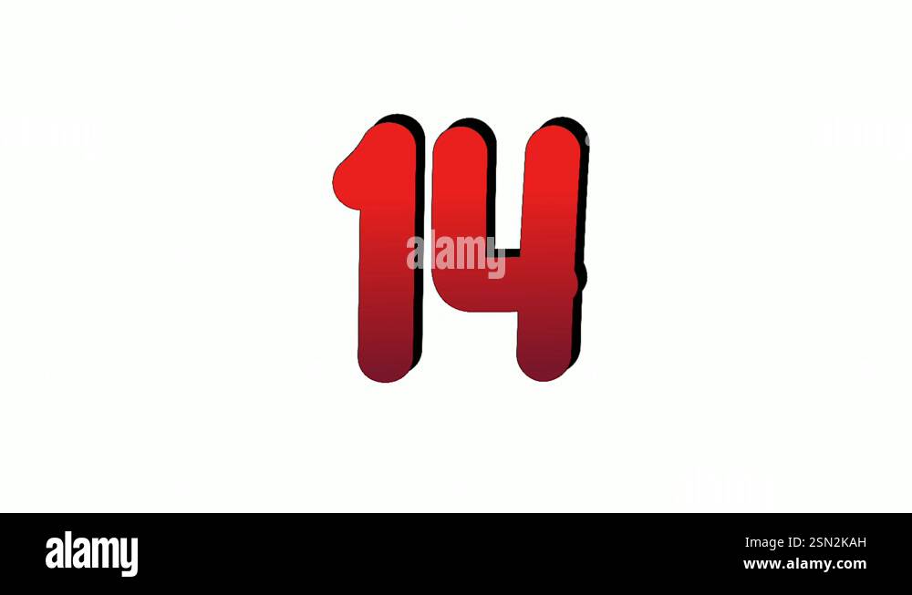 Number 14 fourteen symbol sign animation motion graphics icon on white ...