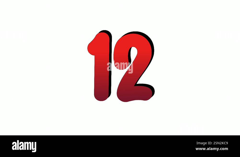Number 12 twelve symbol sign animation motion graphics icon on white ...